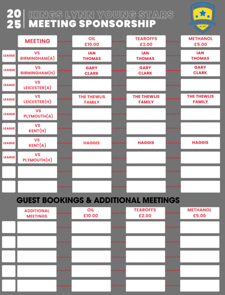 Kings Lynn Young Stars Fixtures - Luke Harrison Racing | Scorpions ...